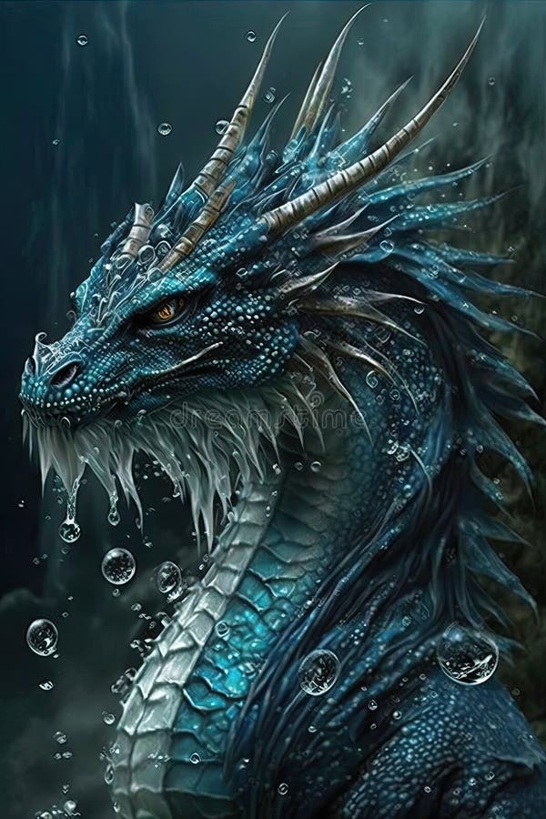 Realistic Style Drawing of a Dragon, Face with Intense Eyes ...