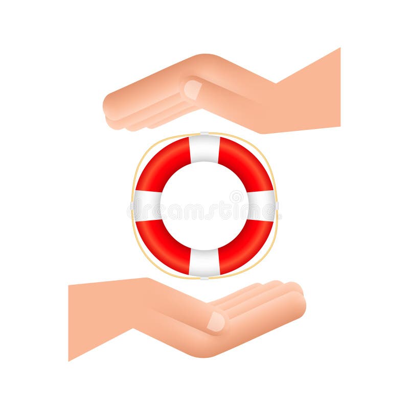 Realistic Style, Lifebuoy in Hands on White Background. Vector Stock ...