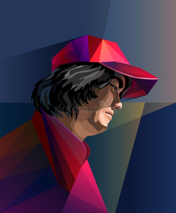 Realistic Stylish Guy in the Low Poly Cap Vector. Stock Vector ...