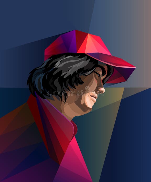 Realistic Stylish Guy in the Low Poly Cap Vector. Stock Vector ...