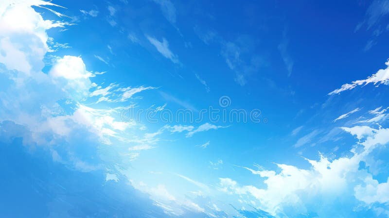 Realistic Stylized Blue Sky with Lens Flare AI Generated Stock ...