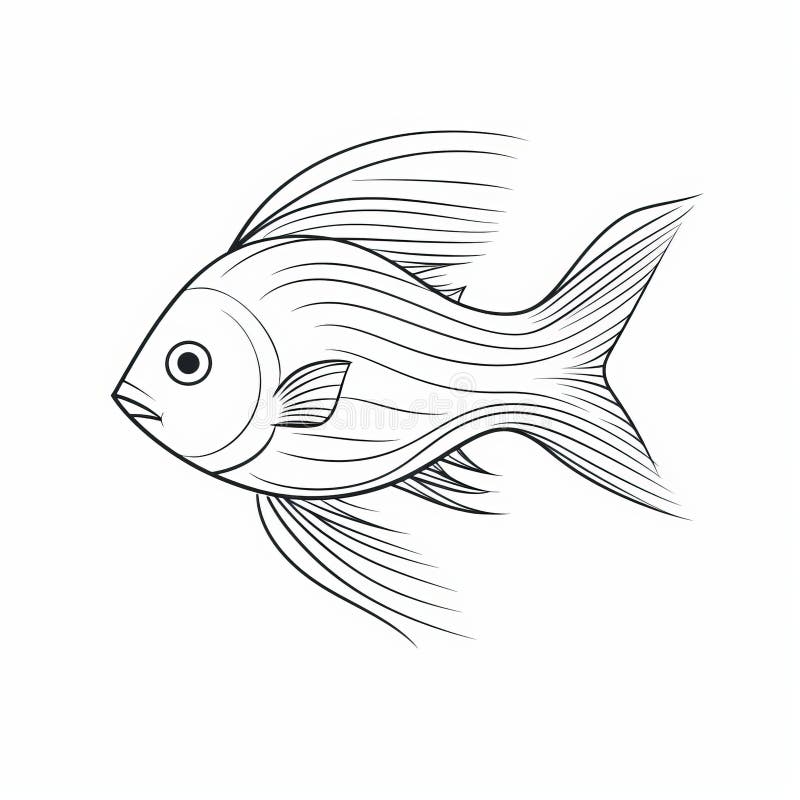 Realistic and Stylized Line Drawing of a Fish Stock Illustration ...