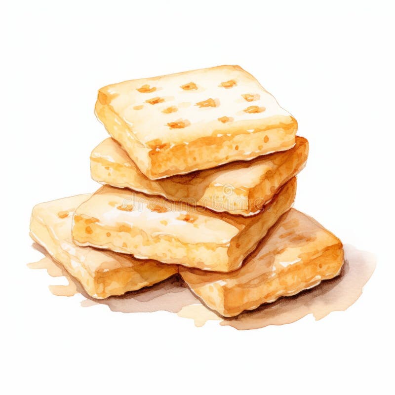 Realistic and Stylized Shortbread Watercolor Clipart on White ...