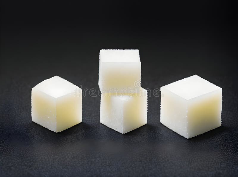 Realistic Sugar Cubes on Black Background POV Stock Illustration ...