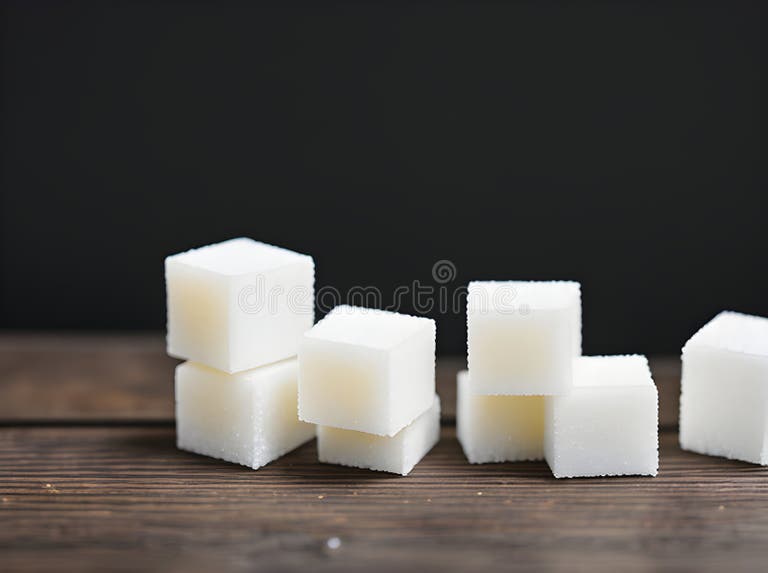 Realistic Sugar Cubes on Black Background Long Stock Illustration ...