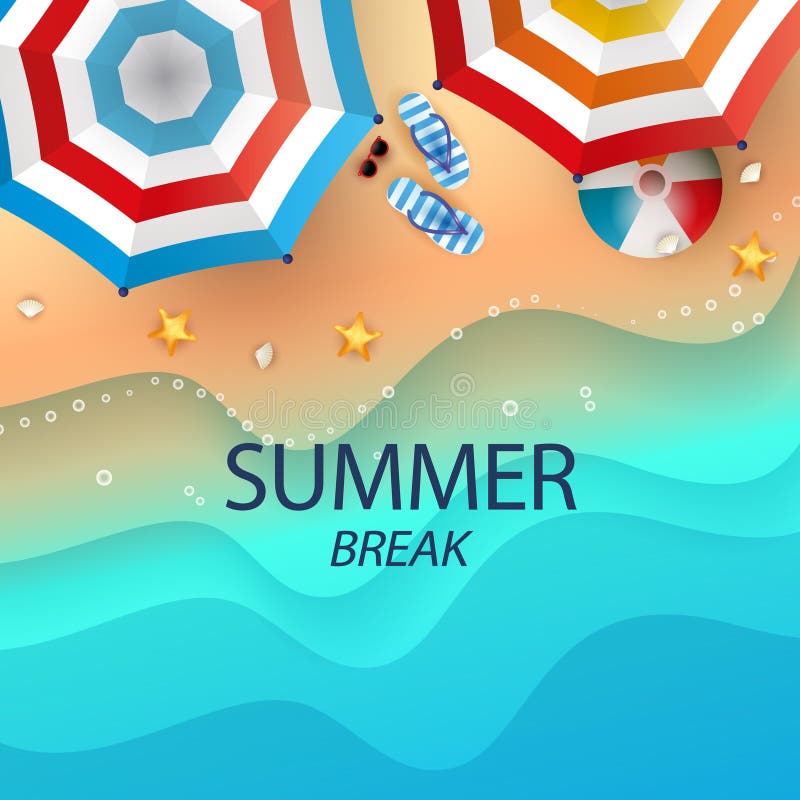 Realistic Summer Break Illustration Vector Illustration. Stock Vector ...