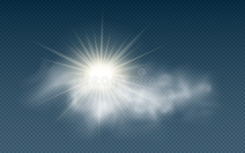 Realistic Sun with Clouds Isolated on a Transparent Background ...