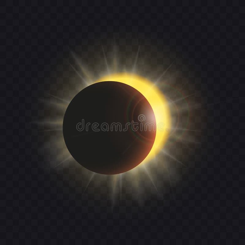 Realistic Sun Eclipse on Transperant Background Stock Vector ...