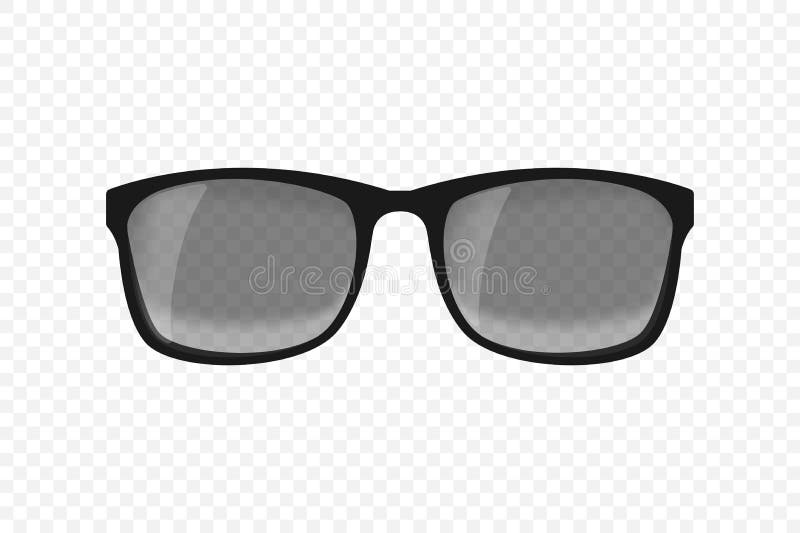 Realistic Sun Glasses. Front View Black Glasses with Glares Stock ...