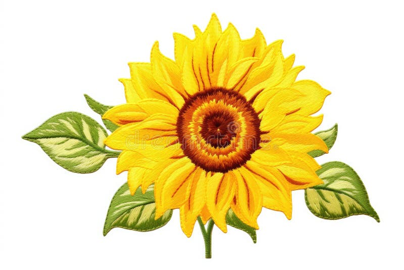 Realistic Sunflower Flower with Leaves Isolated on White Stock ...
