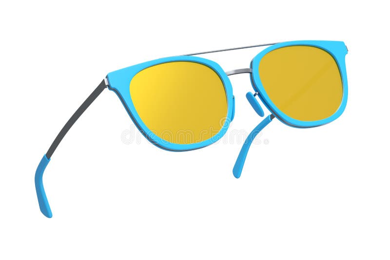 Realistic Sunglasess with Gradient Lens and Blue Plastic Frame on White ...