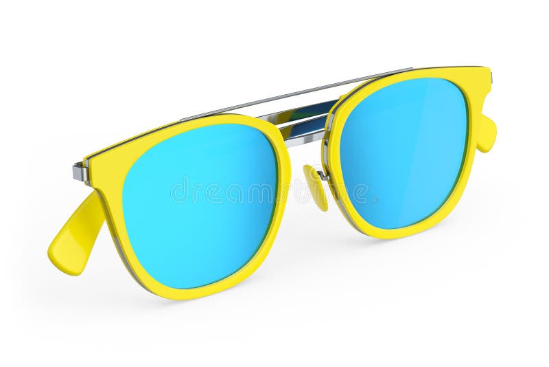Realistic Sunglasess with Gradient Lens and Yellow Plastic Frame on ...