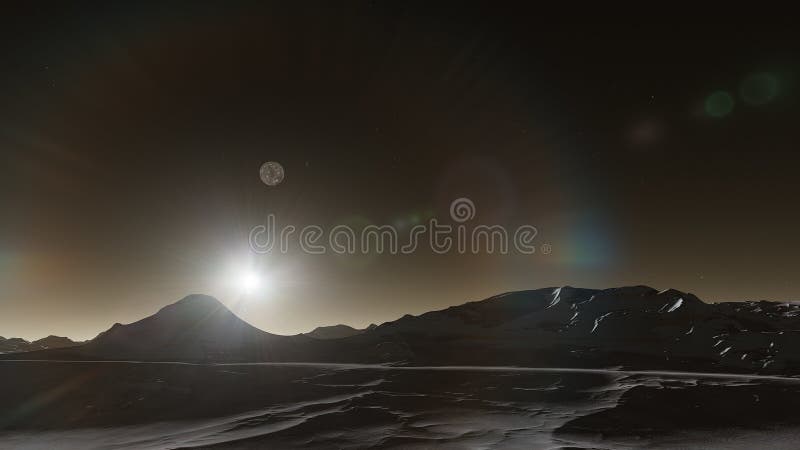 Realistic Surface of an Alien Planet, View from the Surface of an Exo ...