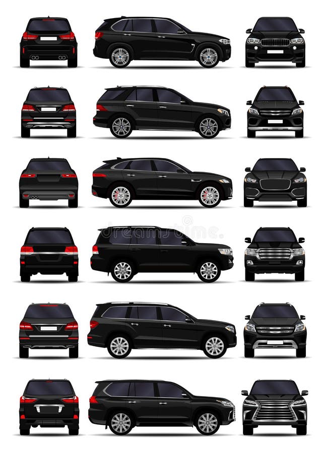 Realistic SUV cars set. stock vector. Illustration of transmission ...