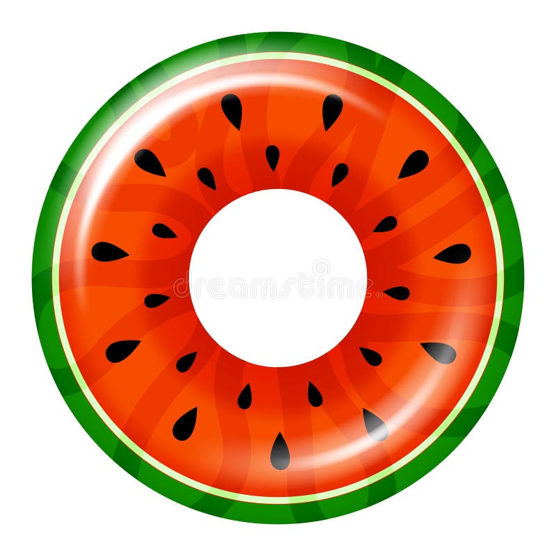 Realistic Swimming Ring Watermelon Isolated on Transparent Background ...