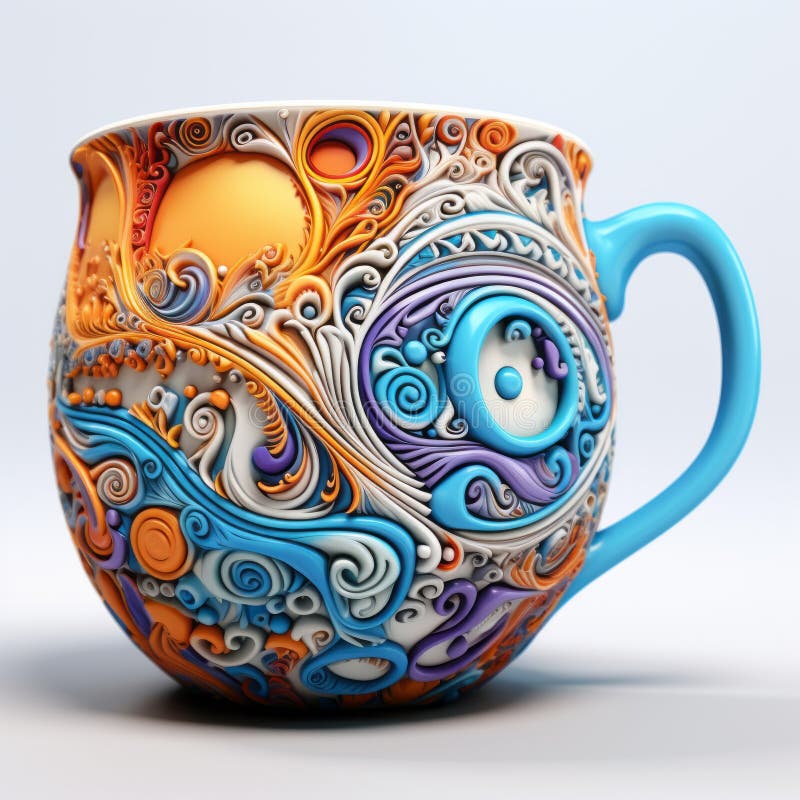 Realistic Swirling Design Coffee Cup with Hyper-detailed Renderings ...