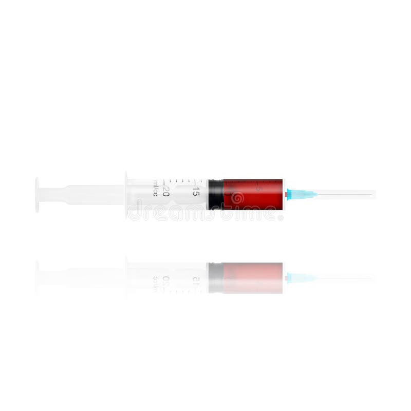 Realistic Syringe with Blood Isolated on White Background Stock Vector ...
