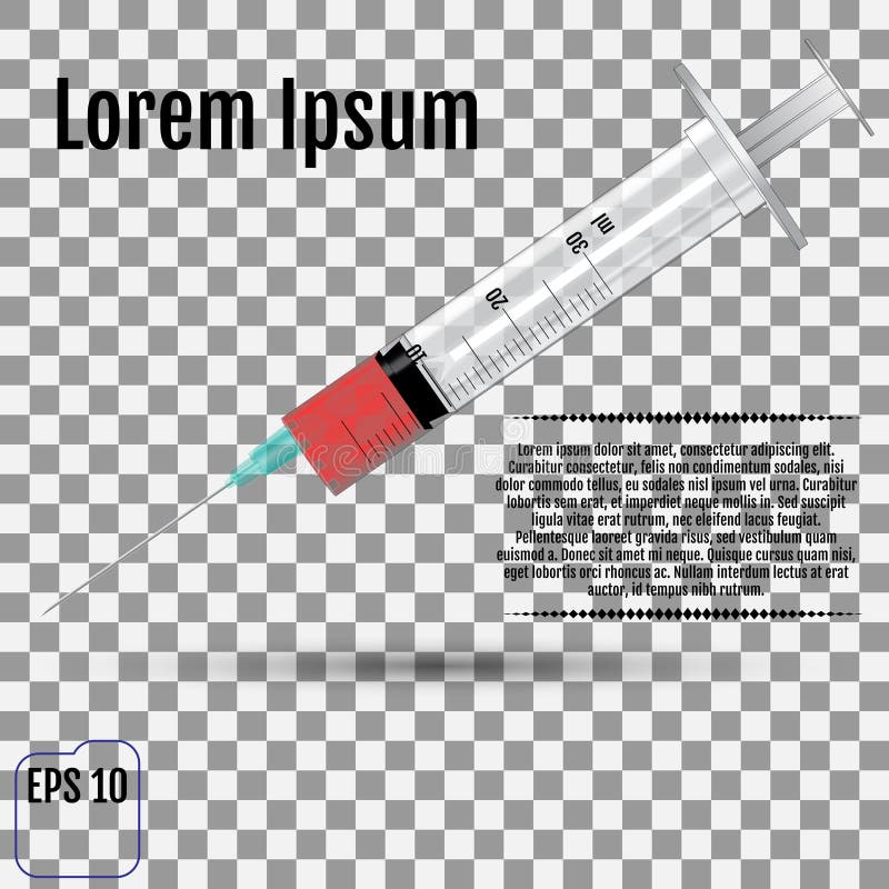 Realistic Syringe on Transparent Background Stock Vector - Illustration ...