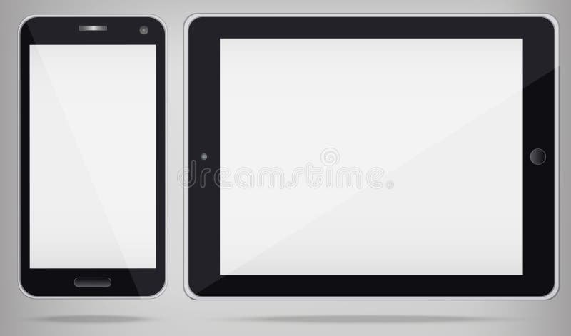 Realistic Tablet PC and Phone with White Screen. Vector Stock Vector ...