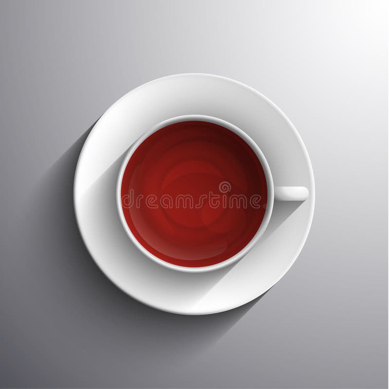 Realistic Tea Cup Illustration with Shadow Stock Vector - Illustration ...