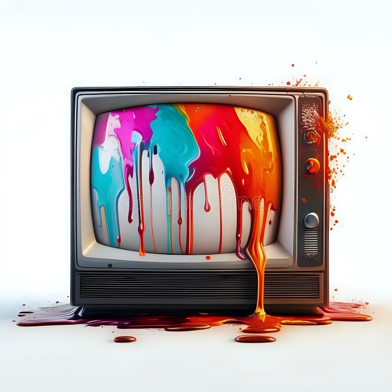 Realistic Television with Melting Effect Paint Splash - Generated by Ai ...