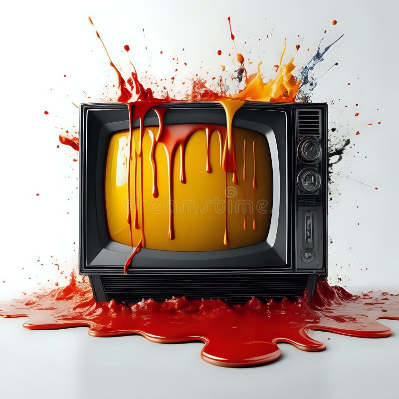 Realistic Television with Melting Effect Paint Splash - Generated by Ai ...