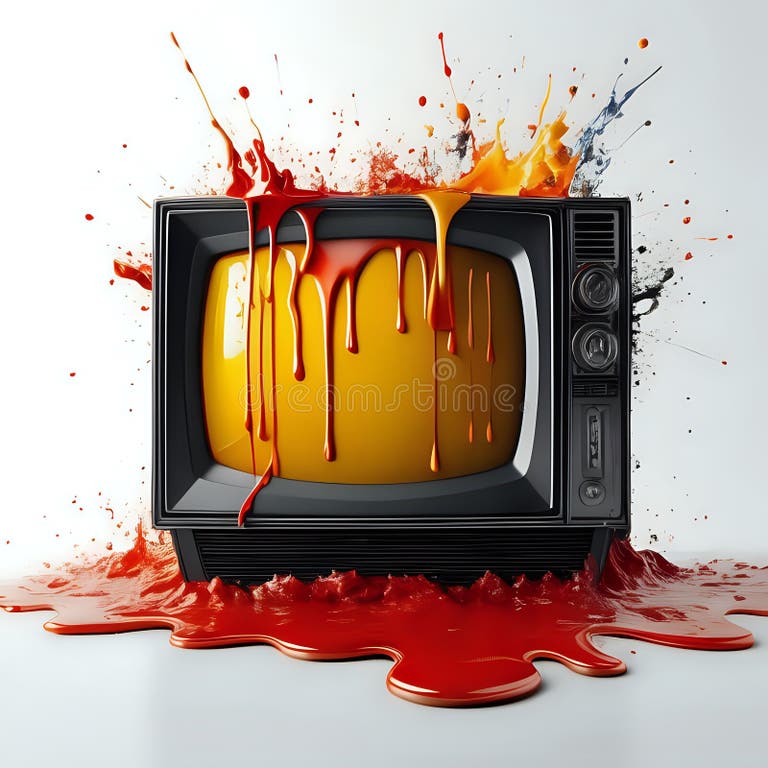 Realistic Television with Melting Effect Paint Splash - Generated by Ai ...