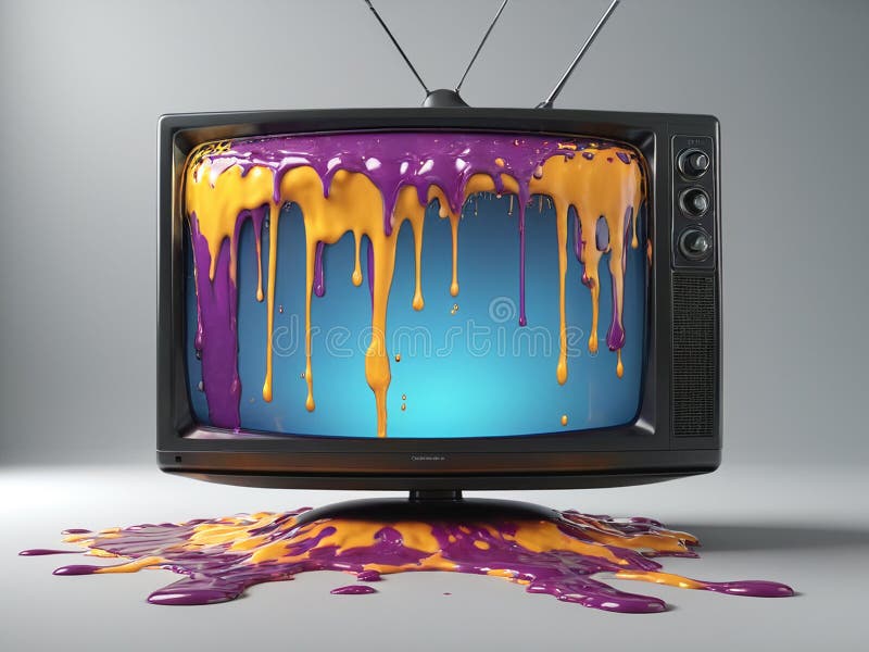 Realistic Television with Melting Effect Paint Splash - Generated by Ai ...