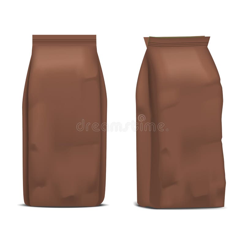 Realistic Template Blank Brown Coffee Pack. Vector Stock Vector ...