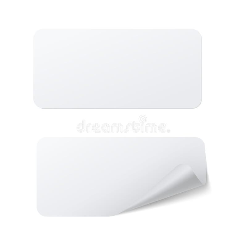 Realistic Template of White Rectangular Paper Adhesive Sticker with ...