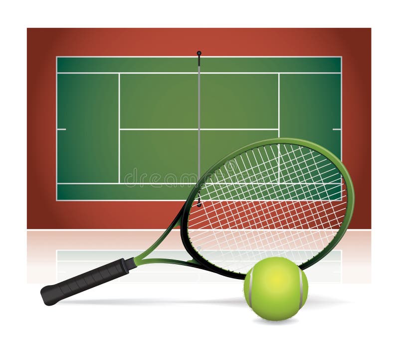 Realistic Tennis Court Illustration with Racket and Ball Stock Vector ...