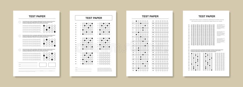 Realistic Test Paper Set of Four Isolated Exam Sheets with Marks and ...