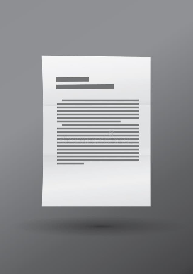 Realistic Text Document on White Sheet of A4 Stock Vector ...