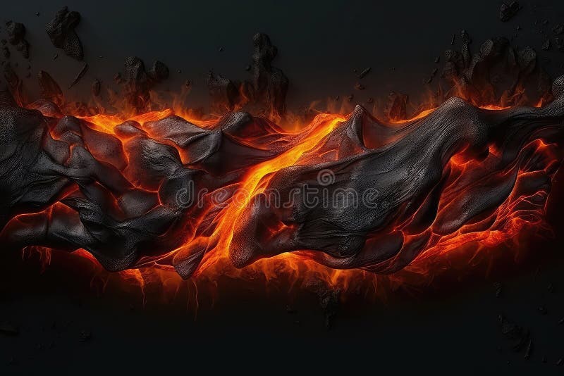 Realistic Texture of Molten Magma Flame on Black Ash Stock Illustration ...