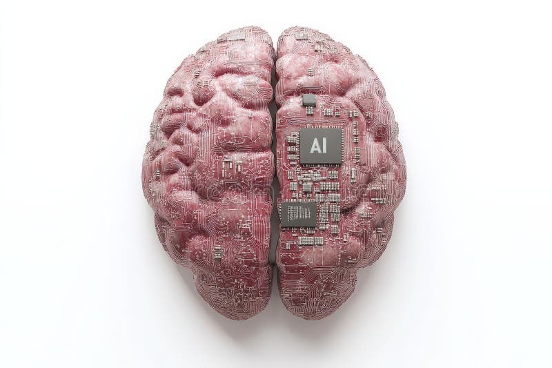 Realistic Textured Brain Embedded AI Hardware Symbolizing Integration ...
