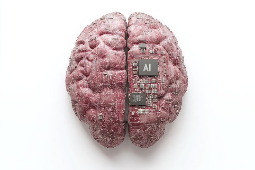 Realistic Textured Brain Embedded AI Hardware Symbolizing Integration ...
