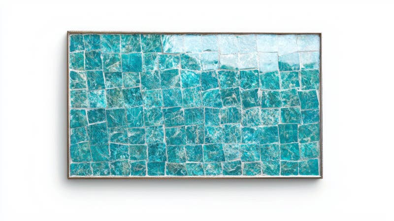 Realistic Textured Rectangular Artwork with Blue Mosaic Design Stock ...