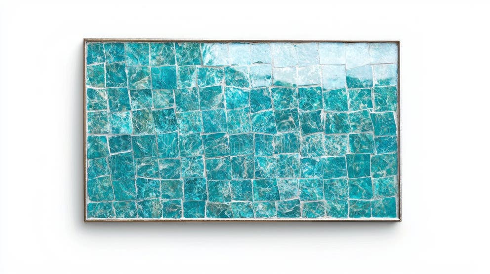 Realistic Textured Rectangular Artwork with Blue Mosaic Design Stock ...
