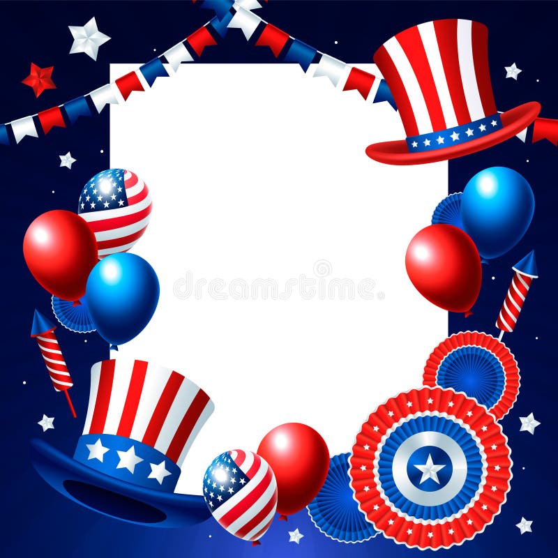Realistic 4th July Frame Background Stock Illustration - Illustration ...