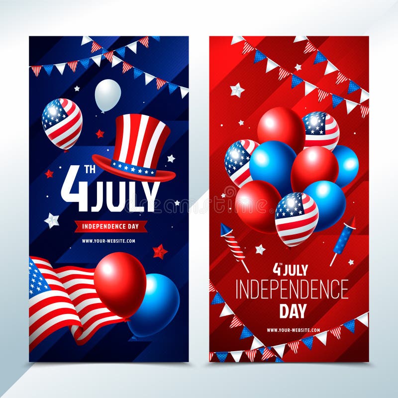 Realistic 4th July Vertical Banner Templates Stock Illustration ...