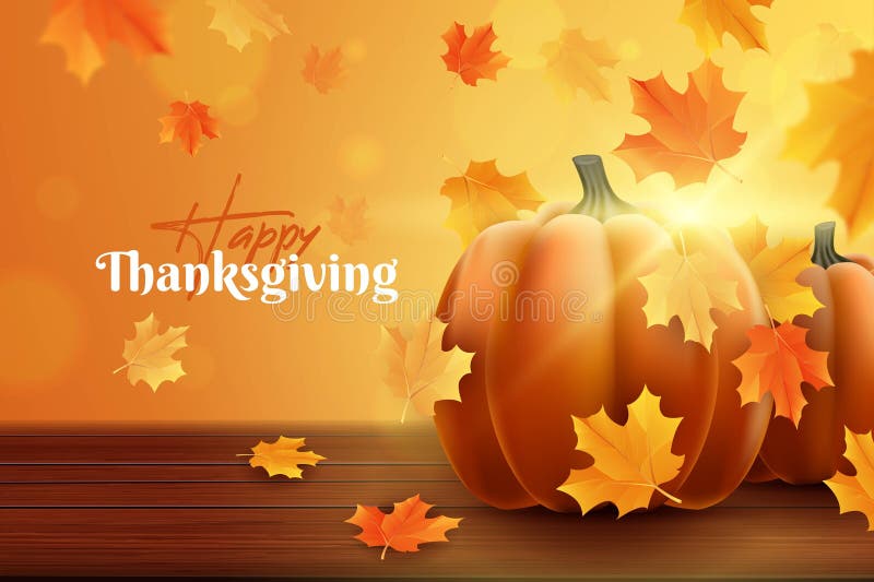 Realistic Thanksgiving Background with Dried Leaves Vector Design Stock ...