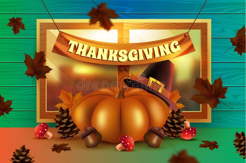 Realistic Thanksgiving Background Vector Design Illustration Stock ...
