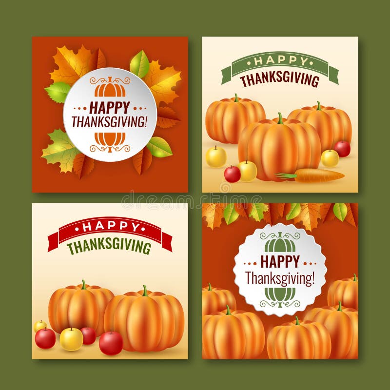Realistic Thanksgiving Instagram Posts Collection Vector Design Stock ...