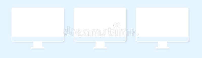 Realistic Three Desktop PC Vector Mockup. Trendy Desktop PC Template ...