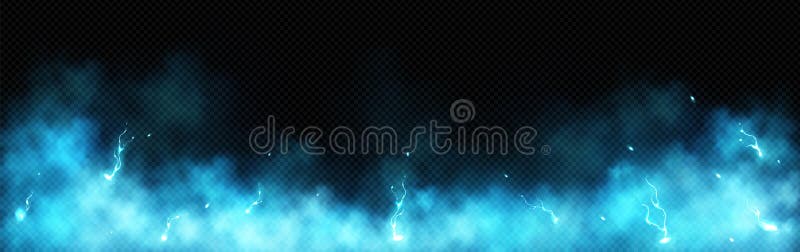 Realistic Thunder Light and Blue Smoke Cloud Stock Vector ...