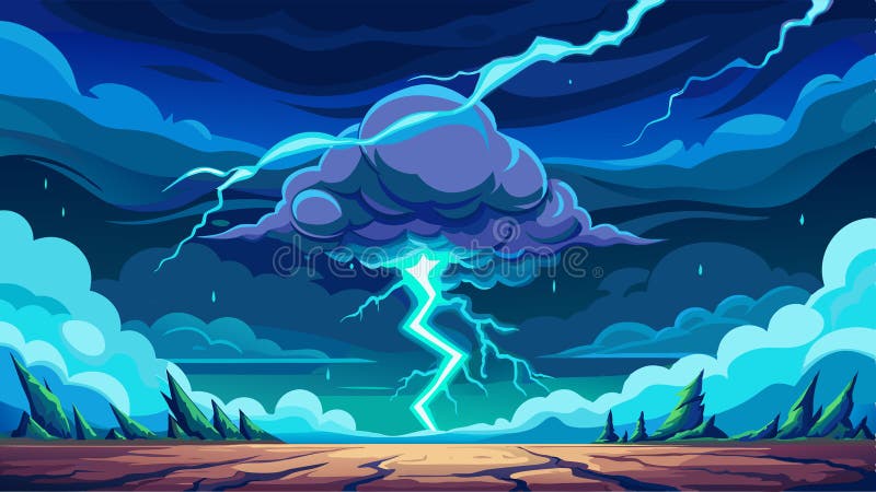 Realistic Thunder Light and Blue Smoke Cloud Bottom Frame. Mysterious ...