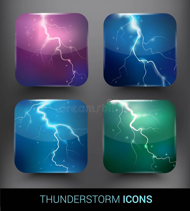 Realistic Thunderstorm Elements Set Stock Vector - Illustration of ...