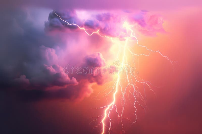 Realistic Thunderstorm, Thunder Lightning Bolts in the Clouds in Sky in ...
