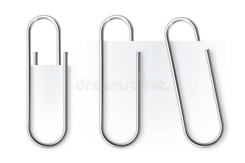 Realistic Tilted Metal Paper Clip. Page Holder, Binder. Vector ...