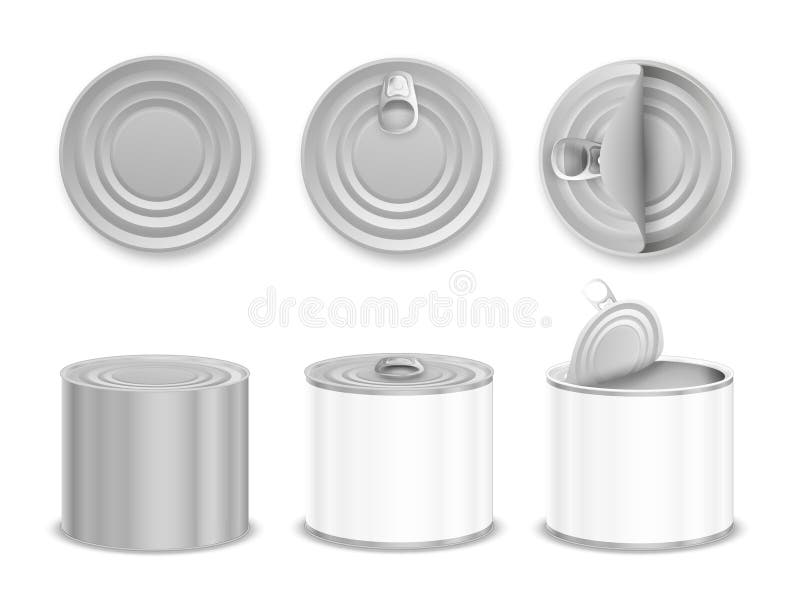 Realistic Tin Can Set stock vector. Illustration of storage - 288889519
